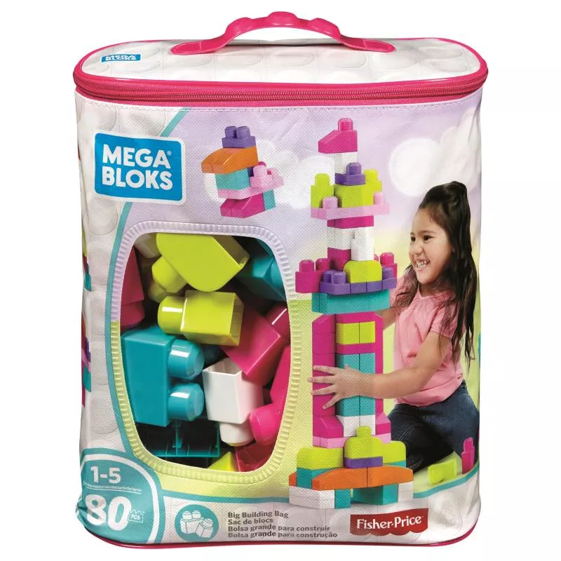 Mega Bloks 80pc Big Building Bag Pink - Afterpay Available!