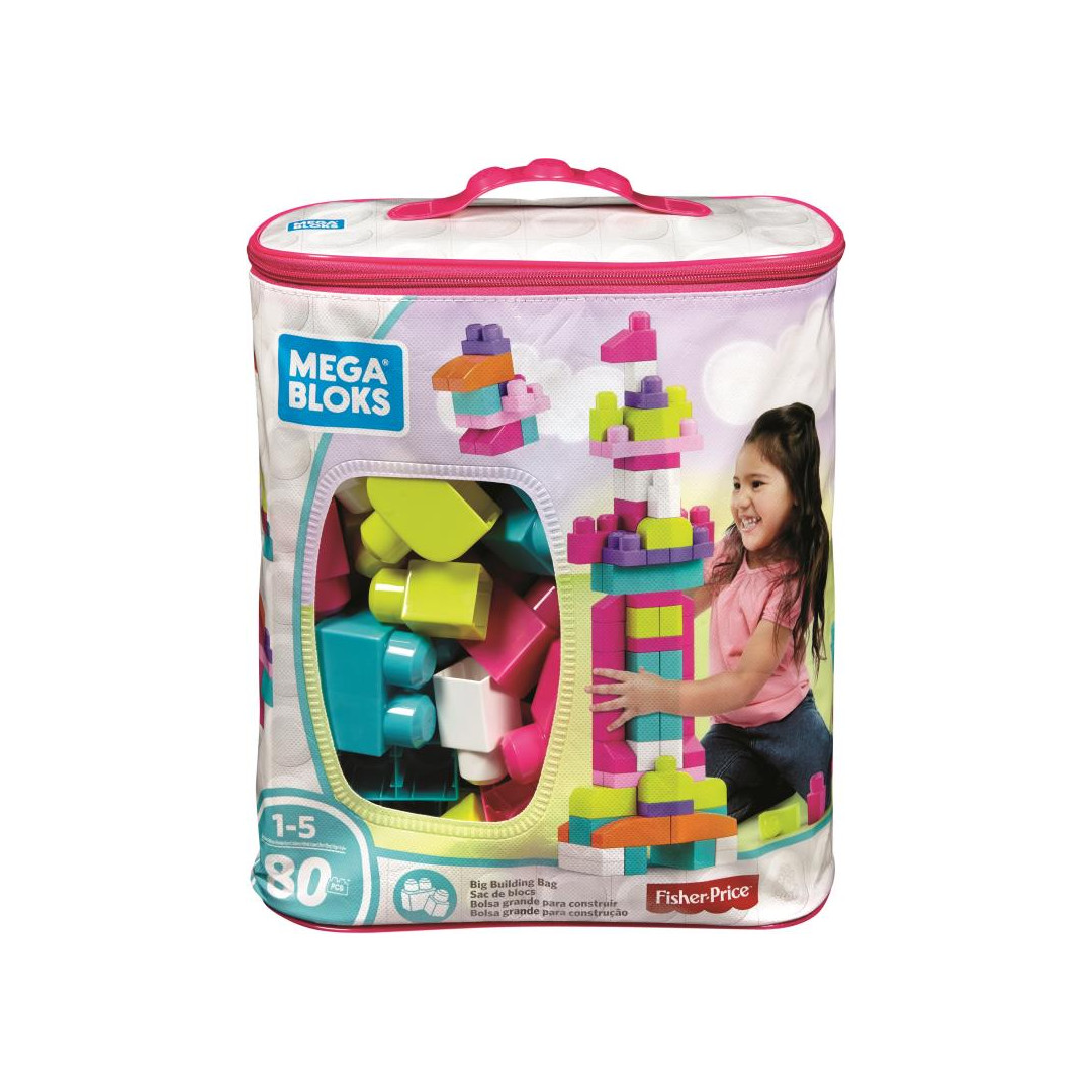 Mega Bloks 80pc Big Building Bag Pink - Afterpay Available!
