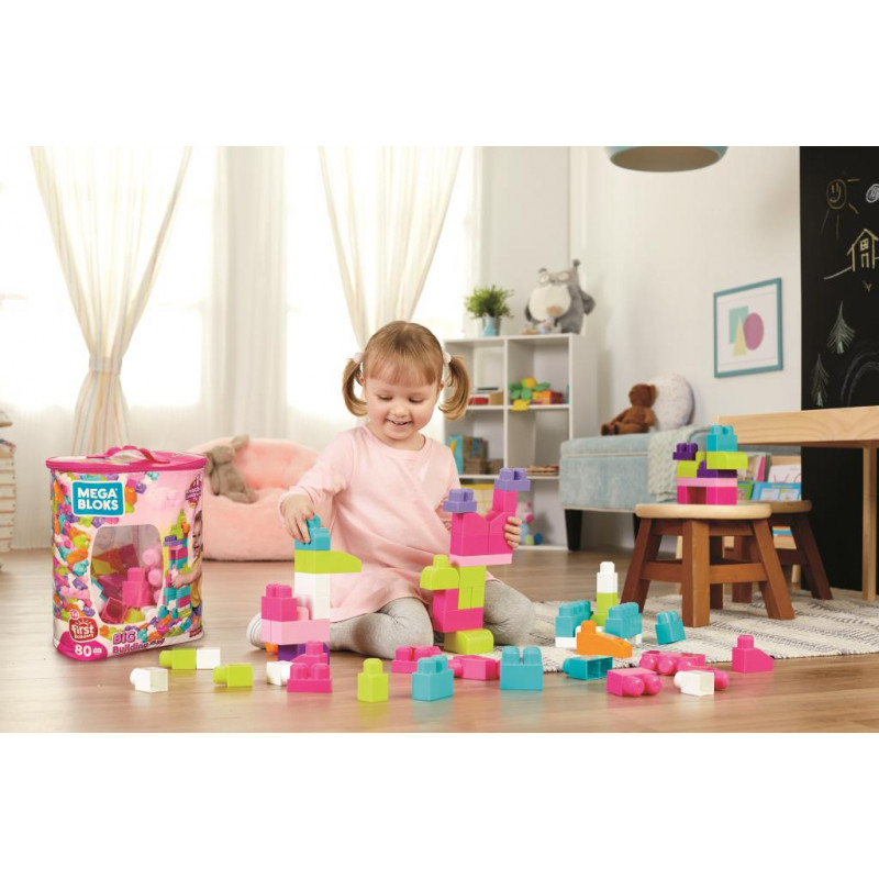 Mega Bloks 80pc Big Building Bag Pink - Afterpay Available!