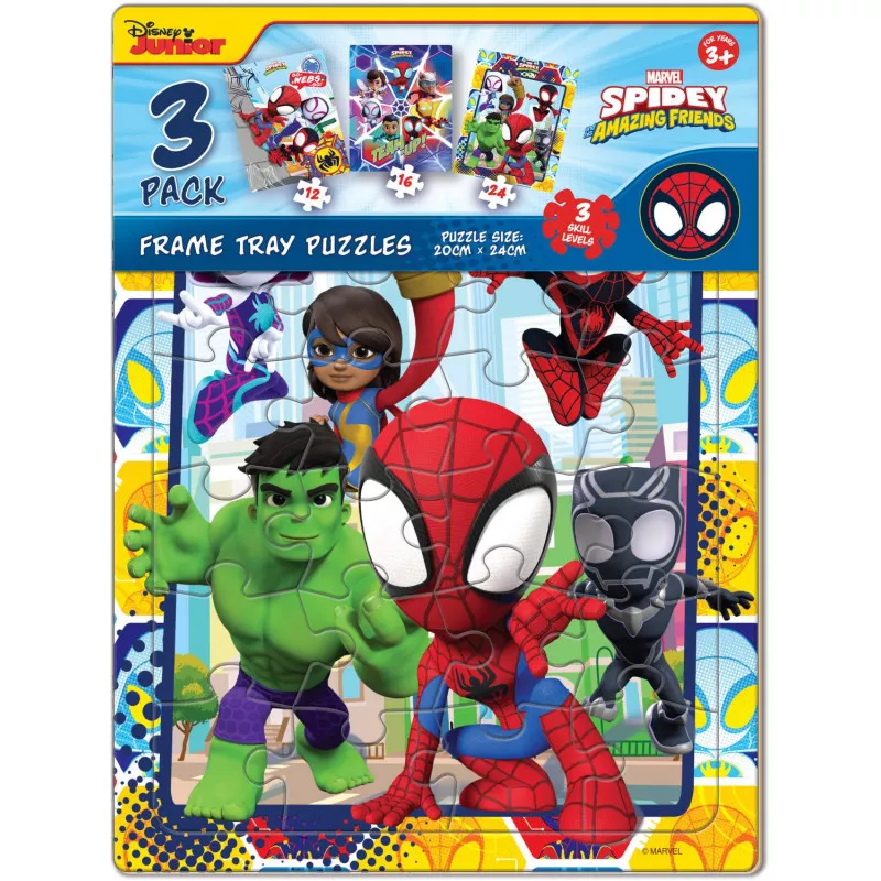 Spidey And His Amazing Friends 3Pk Frame Tray Puzzles