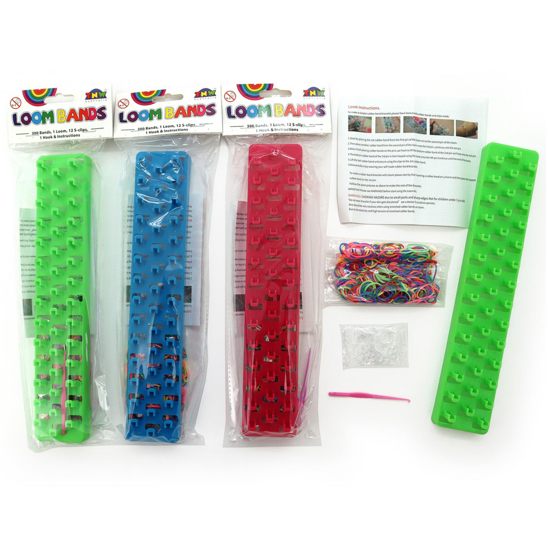 Loom Bands Kit - 300Pcs, 12 Conn, 1 Hook, 1 Loom - Afterpay