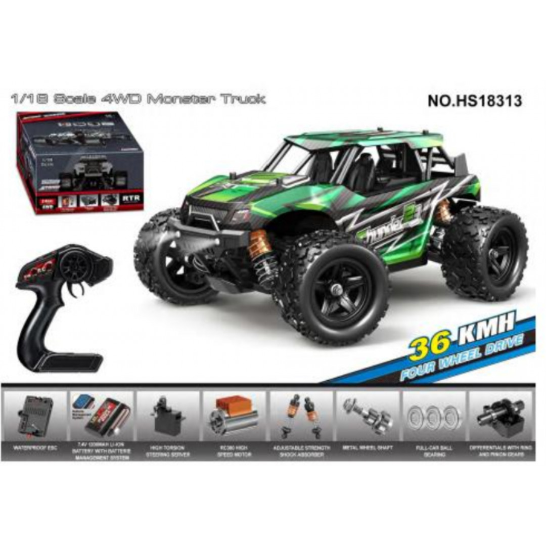 Thunder 1/18 4WD Rtr High Speed Truck 2.4G Green - Afterpay