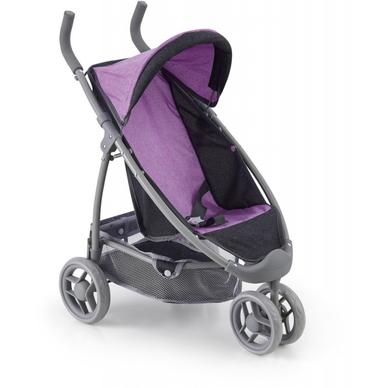 3 Wheel Doll Jogging Stroller - Purple Fabric & Grey Frame