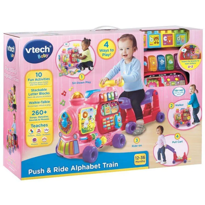 VTech Push & Ride Alphabet Train Pink - Afterpay Available!