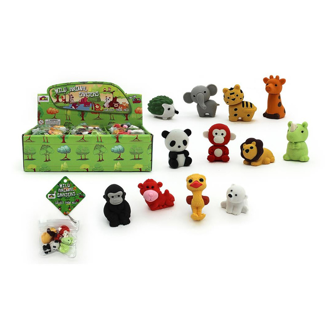 Erasers - Wild Animal Sets- Assorted | Mr Toys Toyworld