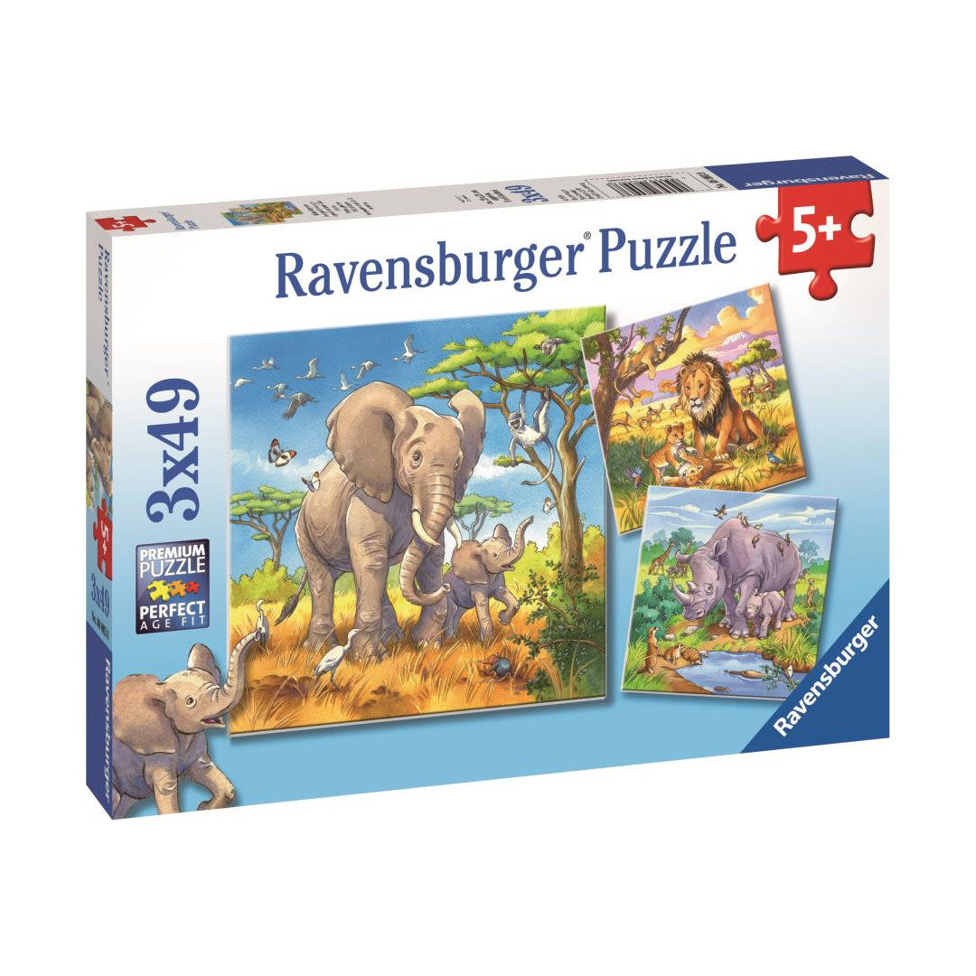 Ravensburger - Wild Animals Puzzle 3X49Pc | Mr Toys Toyworld