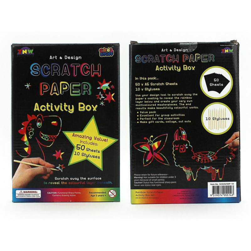 Scratch Paper Activity Box (50 A5 Shts, 10 Stks) - Afterpay