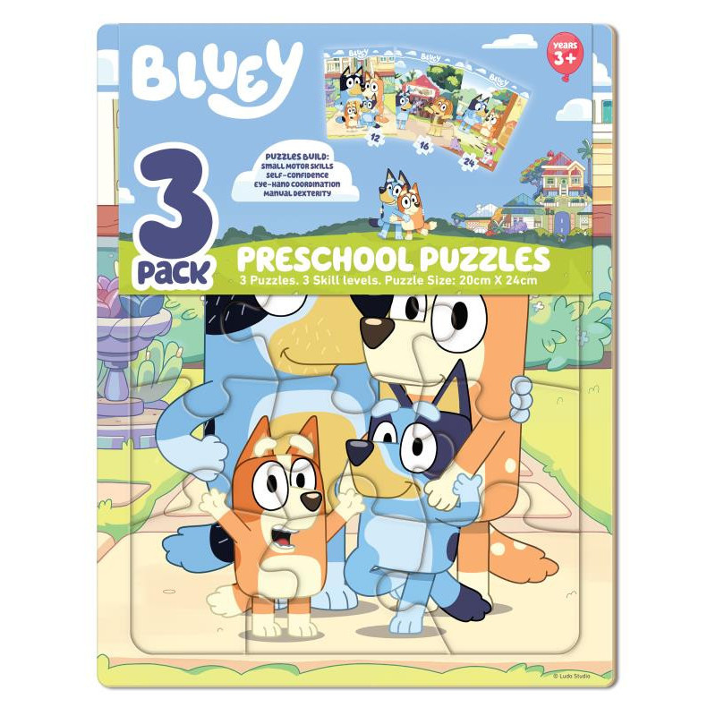 Bluey Frame Tray Puzzle 3Pk - Afterpay Available!