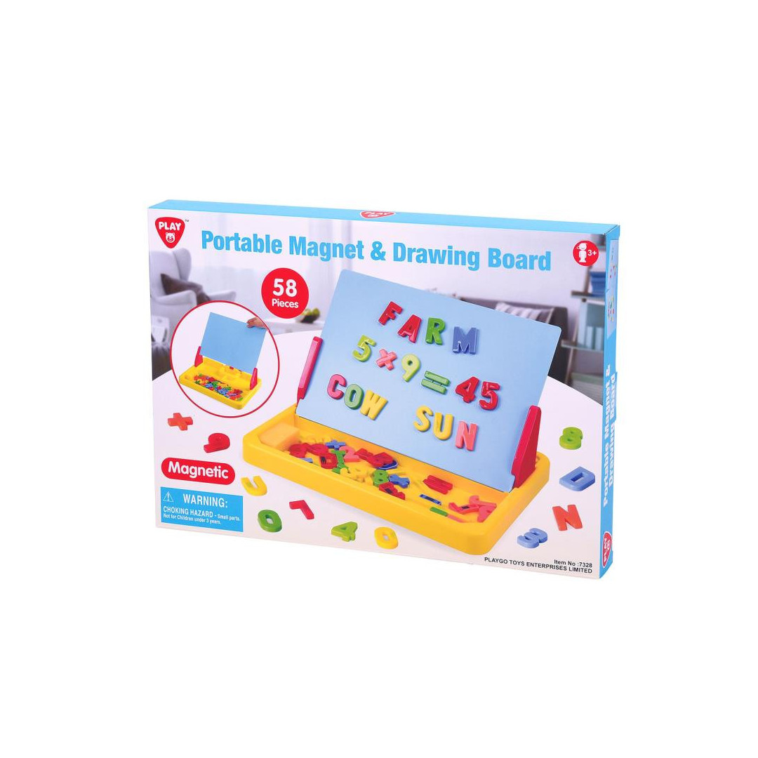 PLAY - Portable Magnet & Drawing Board - 58 Pcs | Mr Toys