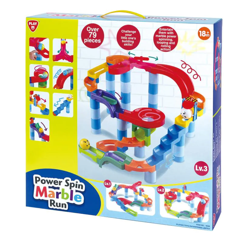 PLAY - Power Spin Marble Run Extra - Over 79 Pcs | Mr Toys