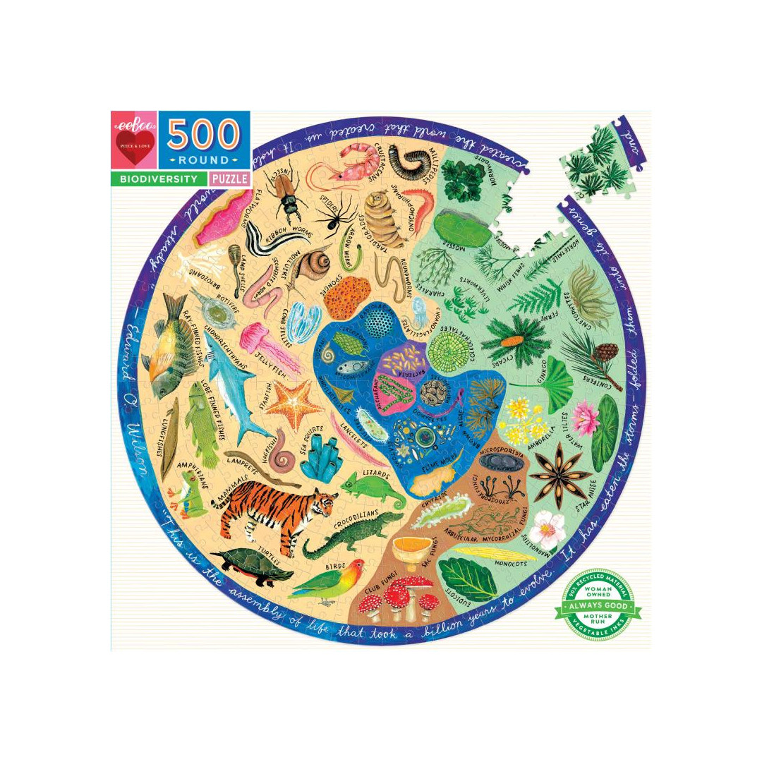Eeboo - 500 Piece Puzzles 500Pc Roundpuzzle-Biodiversity