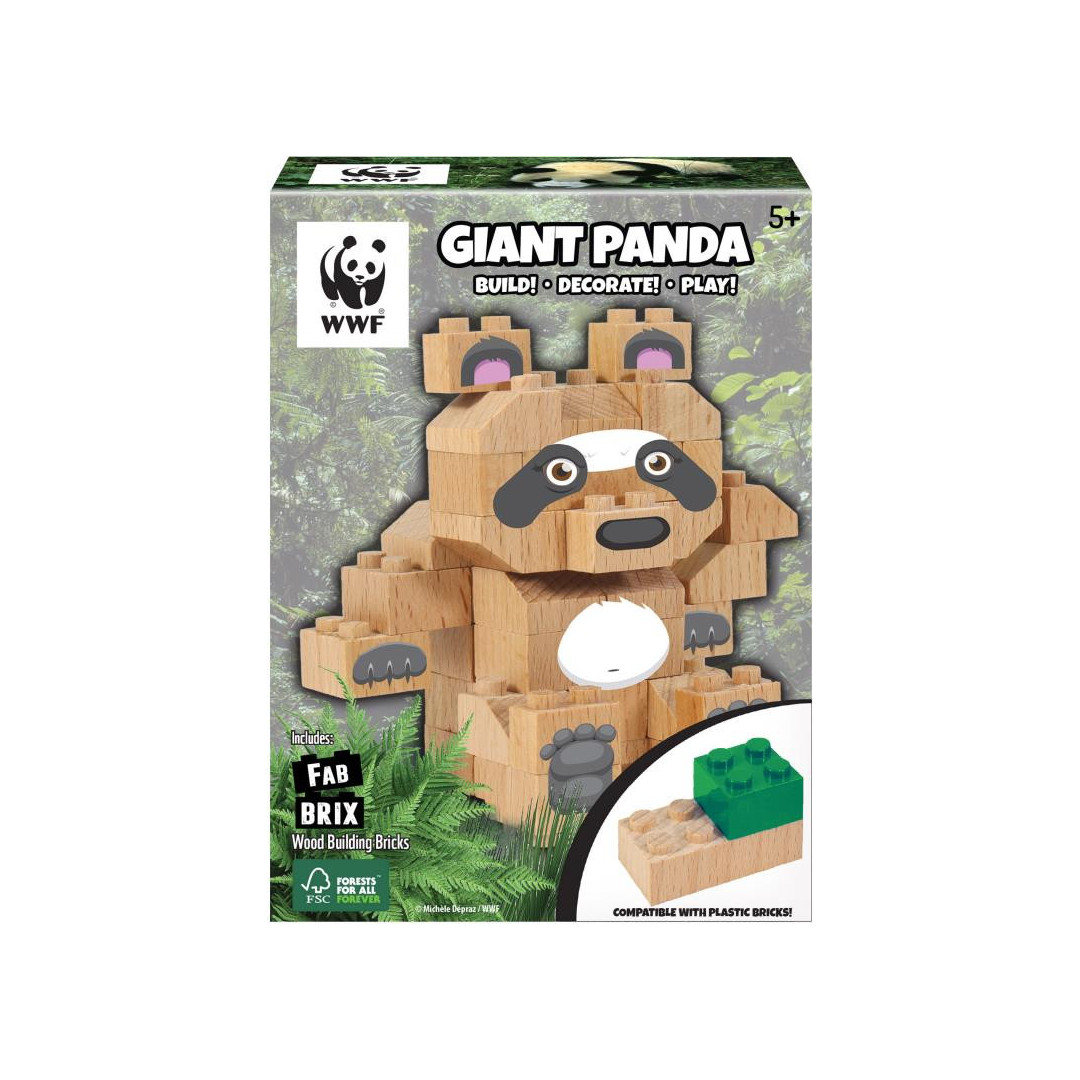 FabBrix Wood Building Bricks WWF Giant Panda | Mr Toys Toyworld