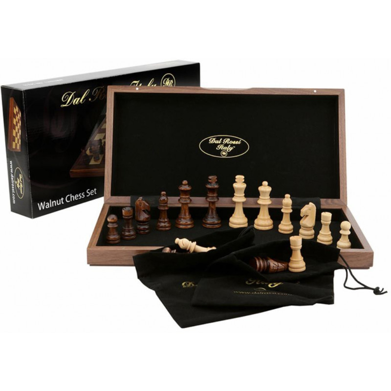 Walnut Chess Set Inlaid 15'' - Afterpay Available!