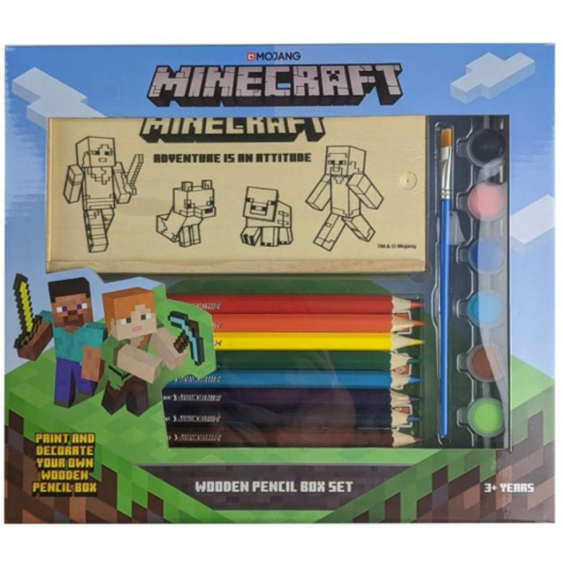 Minecraft Wooden Pencil Box Set - Afterpay Available!