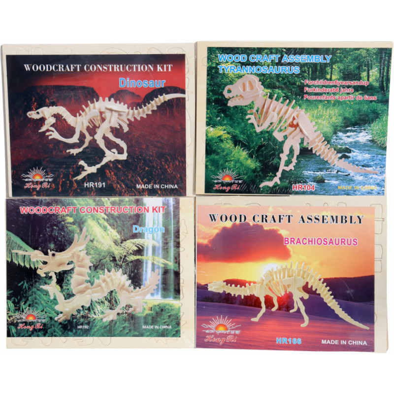 3D Dinosaur Puzzle Wood Craft Assembly and Construction Kit