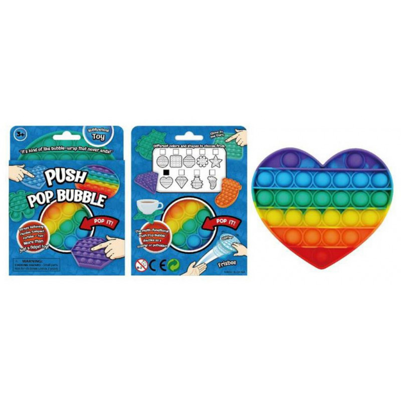 Silicone Push Pop Game - Heart - 13cm (Rainbow) | Mr Toys