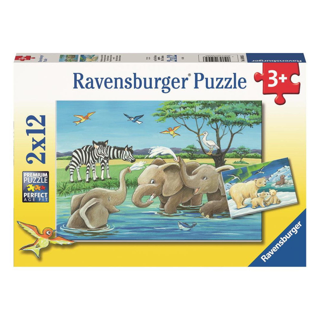 Ravensburger - Baby Safari Animals Puzzle 2X12Pc - Shop Now!