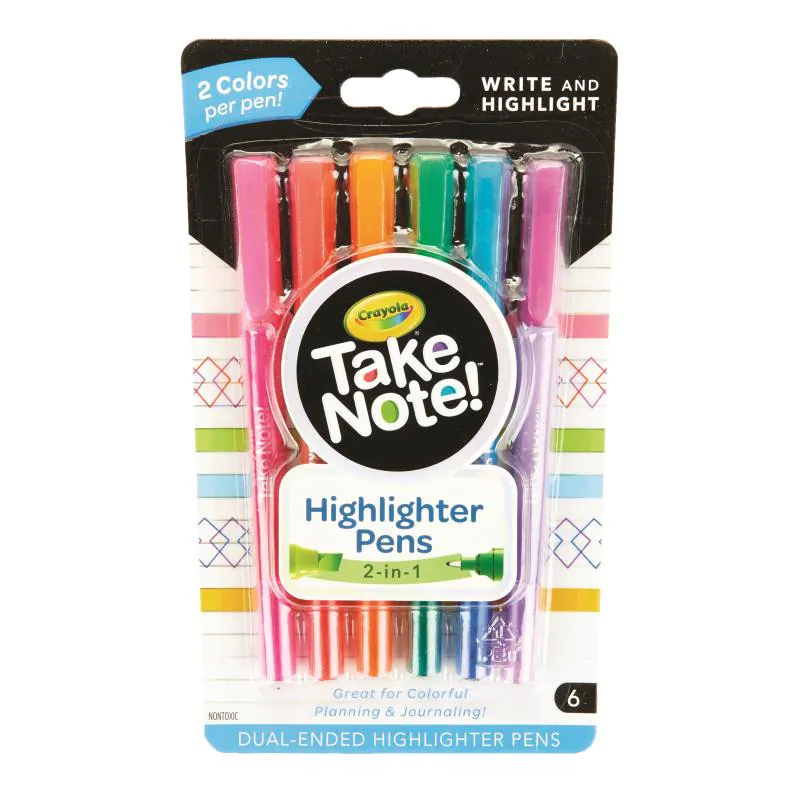 Crayola Take Note 6Ct Dual Ended Highlighter Pens | Mr Toys