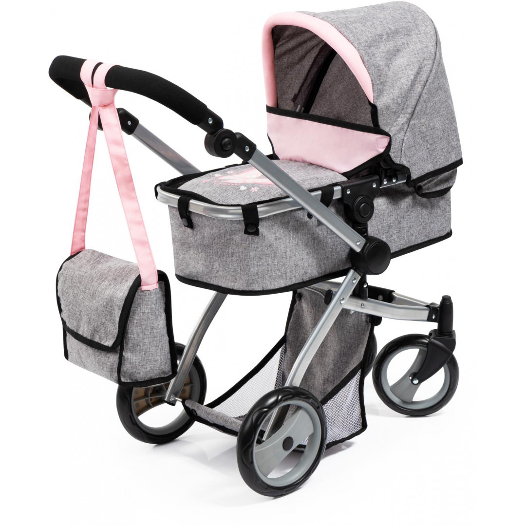 Milano Mega Set With Combi Doll Pram - Grey & Pink