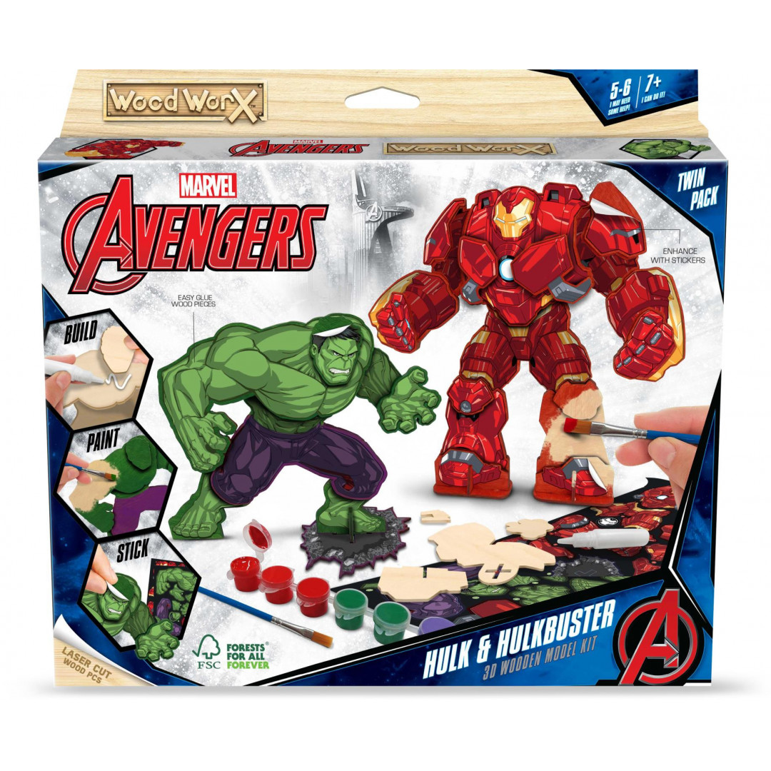 Wood WorX Marvel Deluxe - Hulk Vs Hulk Buster (FSC) | Mr Toys