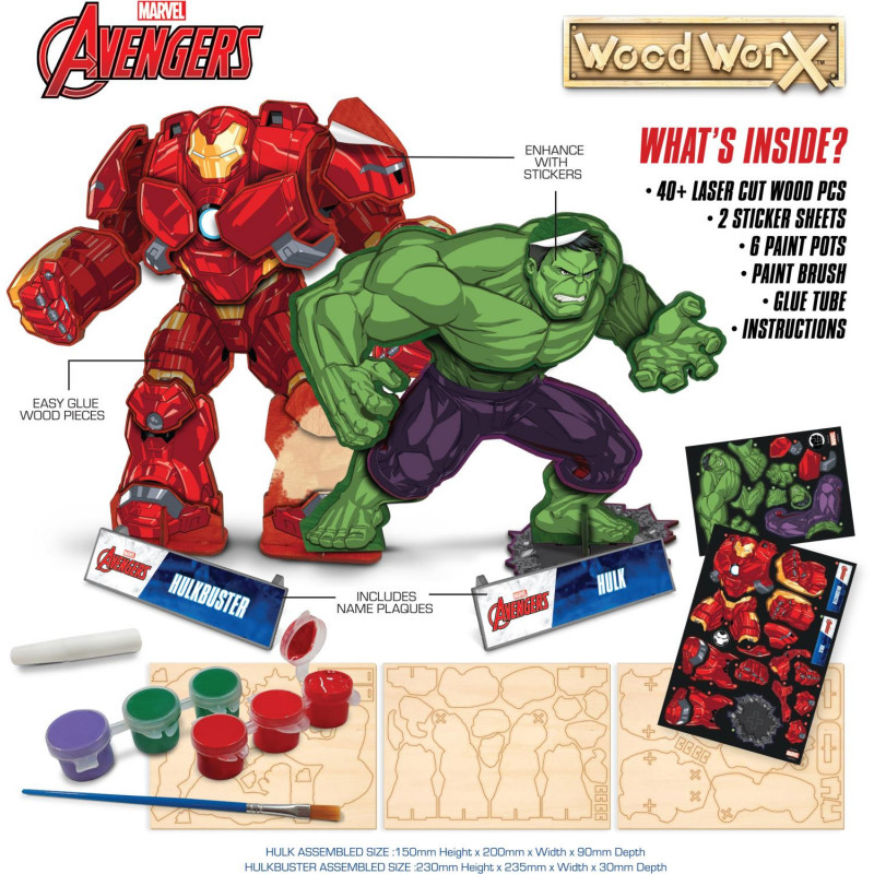Wood WorX Marvel Deluxe - Hulk Vs Hulk Buster (FSC) | Mr Toys