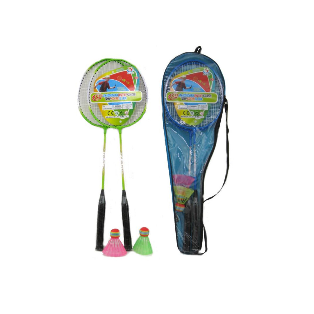 Multi Colour 2 Play Badminton Set - 2 Metal Racs & 2X
