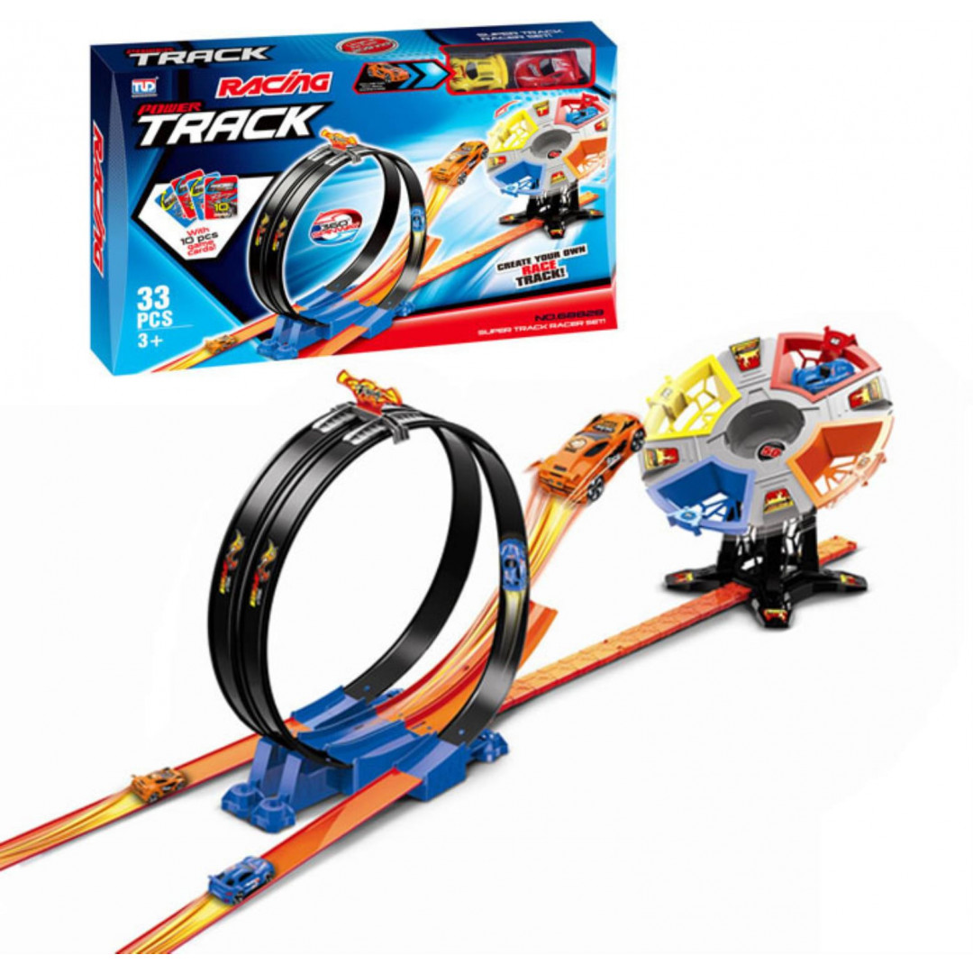 33Pcs Racing Track Pull-Back Action 2 Cars | Mr Toys Toyworld