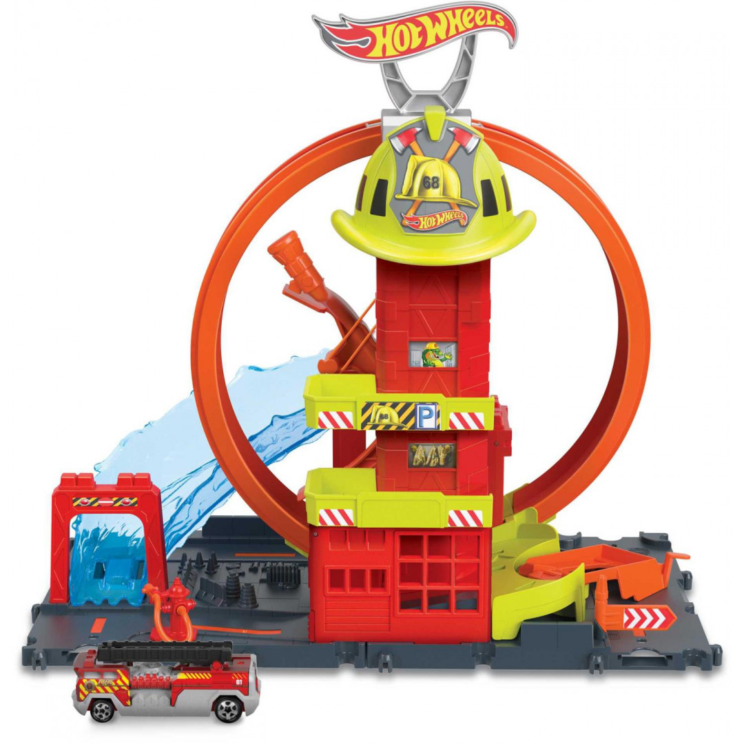 Hot Wheels City Super Loop Fire Station - Afterpay