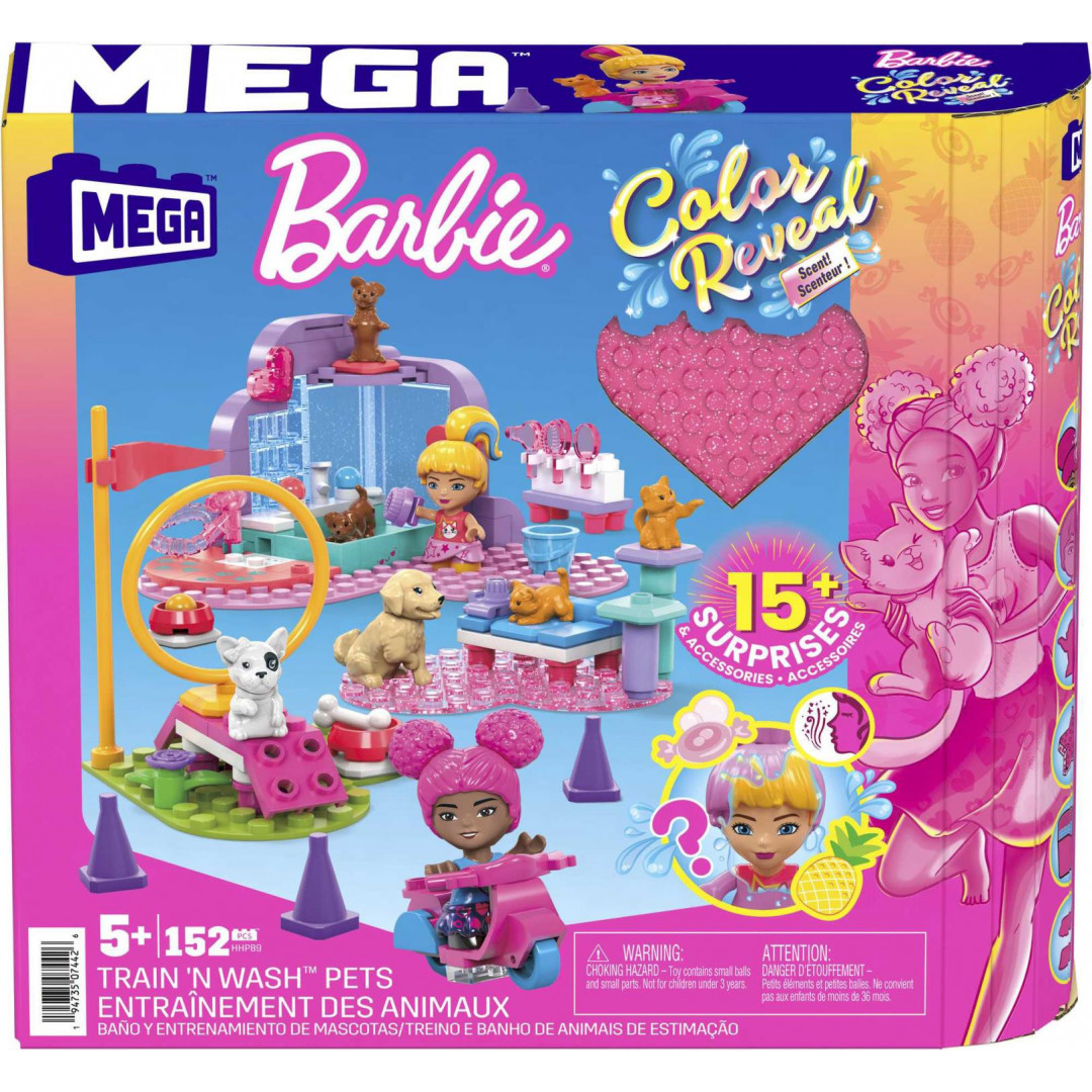 Mega Barbie Colour Reveal Train N Wash Pets - Afterpay
