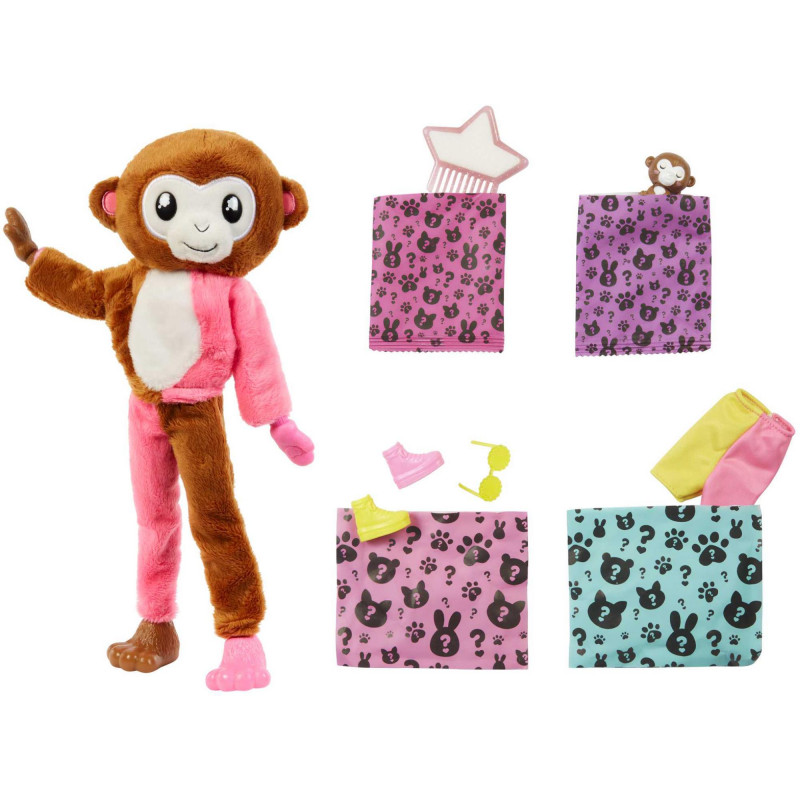 Barbie Cutie Reveal Jungle Series Doll - Monkey | Mr Toys