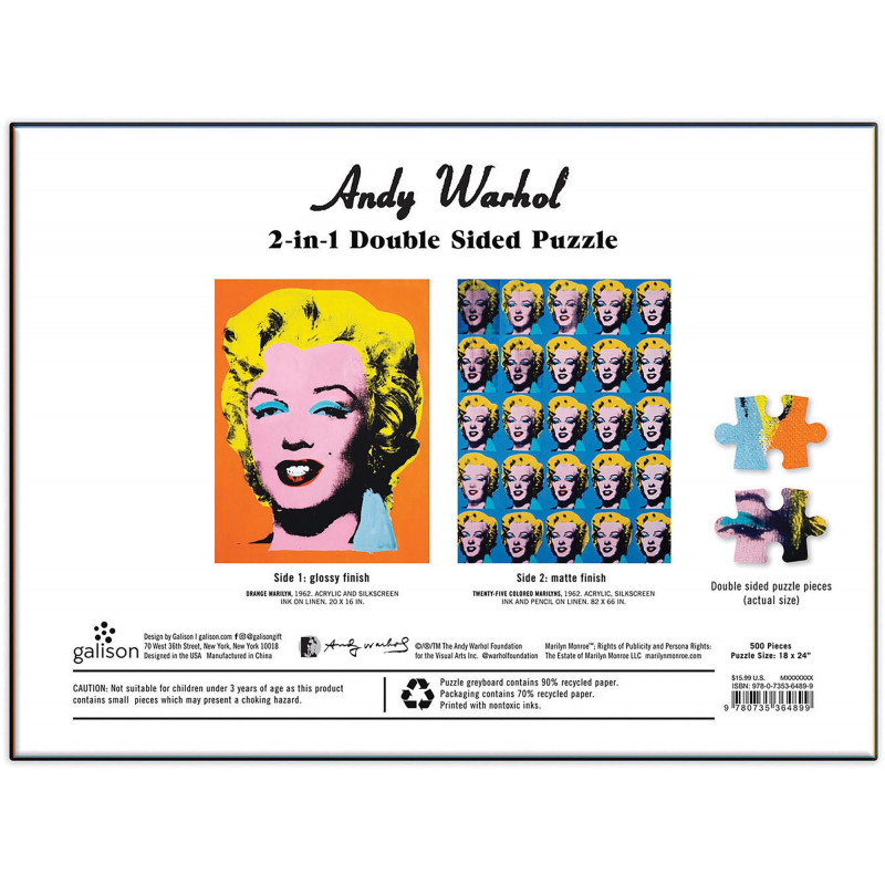 Andy Warhol Marilyn Double Sided Puzzle -500Pc | Mr Toys Toyworld