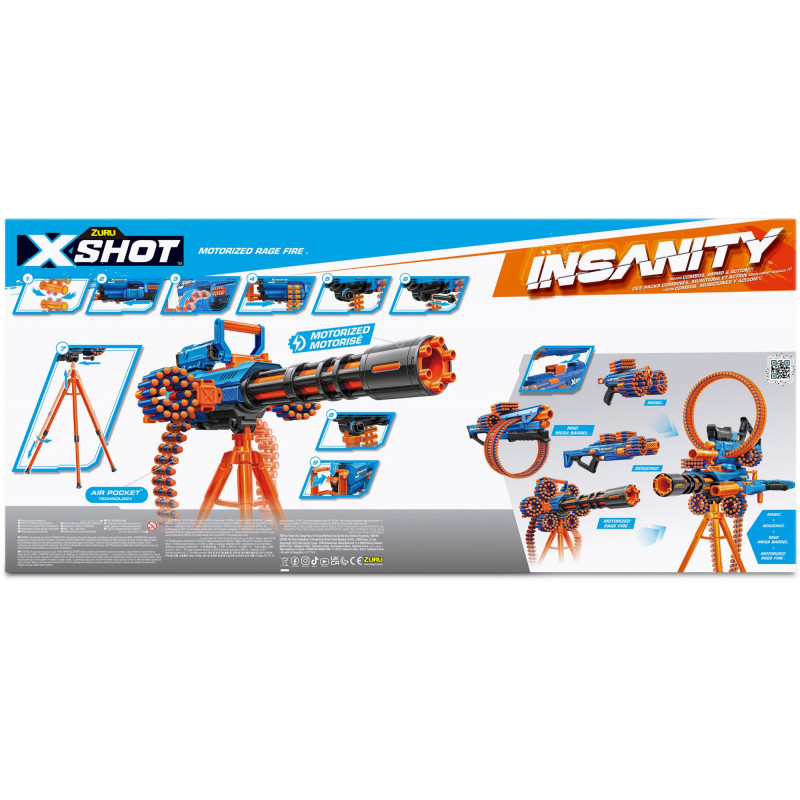 Zuru X-Shot Insanity Motorised Gatling Blaster With Tripod