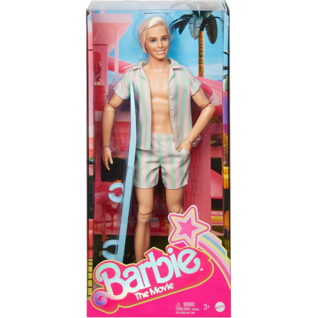 Barbie the Movie Ken Wearing Pastel Striped Beach Matching