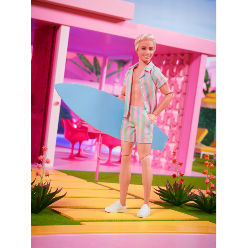 Barbie the Movie Ken Wearing Pastel Striped Beach Matching