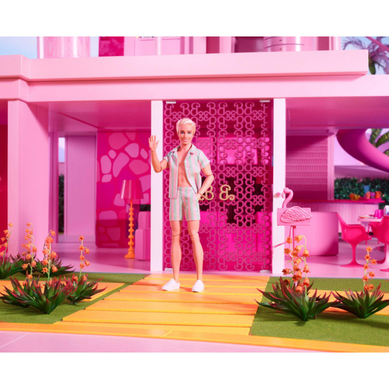 Barbie the Movie Ken Wearing Pastel Striped Beach Matching