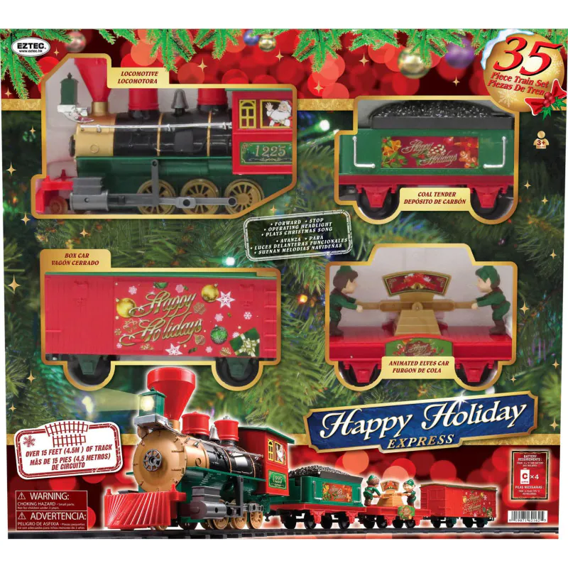 Battery Operated Happy Holiday Express Train Set (35 Pcs) - G
