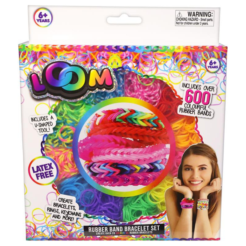 Loom Starter Set With U Shaped Loom And 600 Bands Asstd