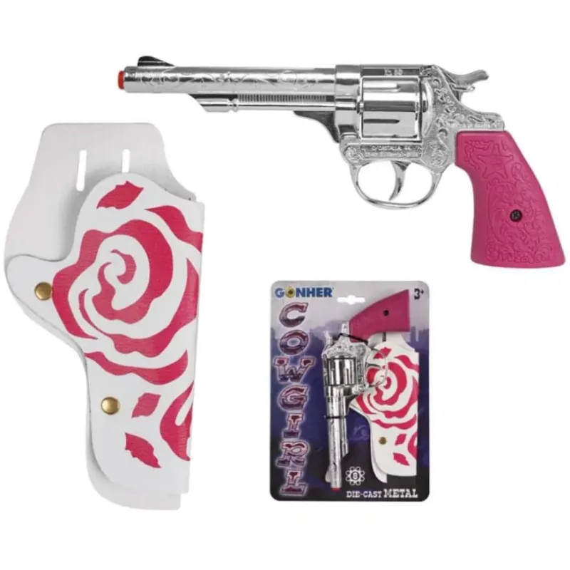 Pink Cowgirl Revolver With Holster - 8 Shot - Shop Now!