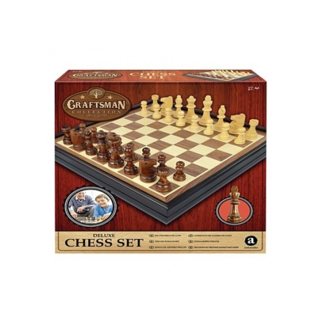 Craftsman Natural Wood Veneer Deluxe Chess Set - Afterpay