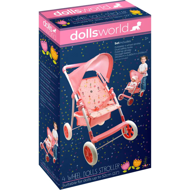 Deluxe Four Wheel Deluxe Folding Stroller With Canopy