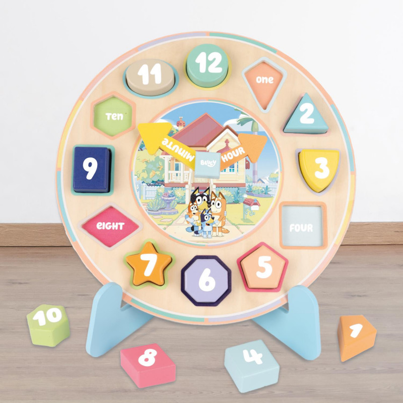 Bluey Wooden Puzzle Clock | Mr Toys Toyworld