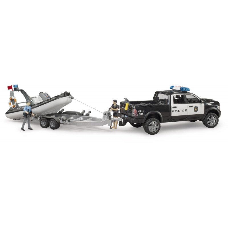 1:16 RAM 2500 Police Pickup & Trailer With Boat & Figures