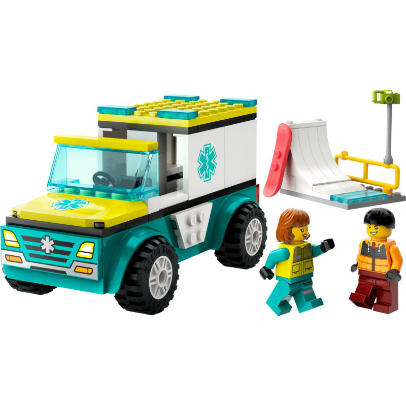 LEGO City Emergency Ambulance and Snowboarder 60403 | Mr Toys