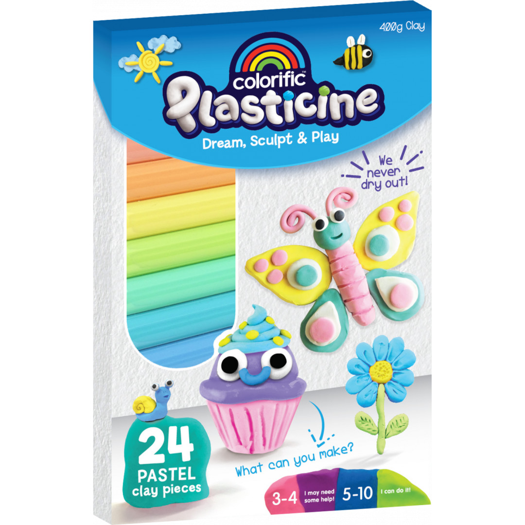 Colorific Plasticine 24 Colour Max - Pastel | Mr Toys Toyworld