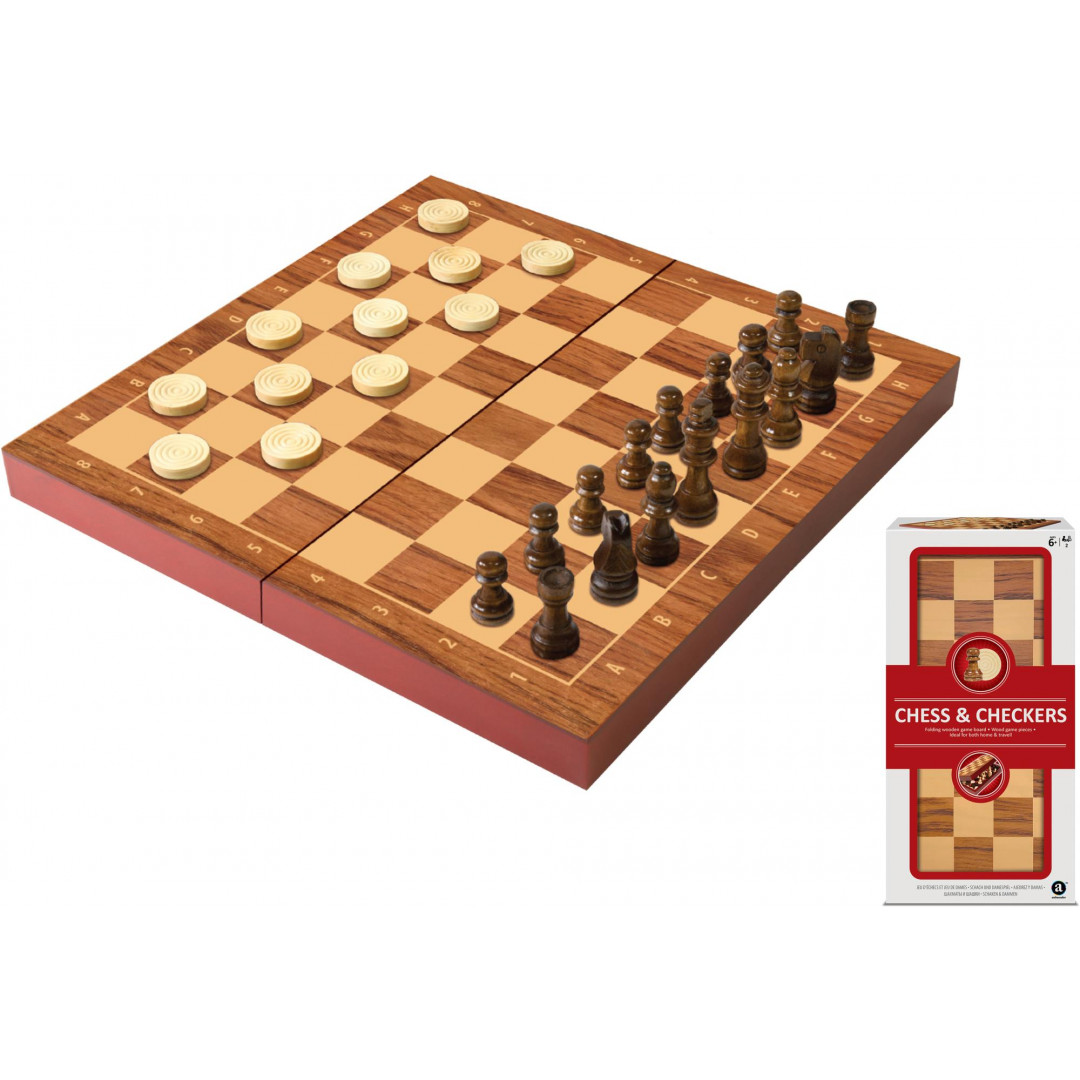 Folding Wood Chess & Checkers Set - Afterpay Available!