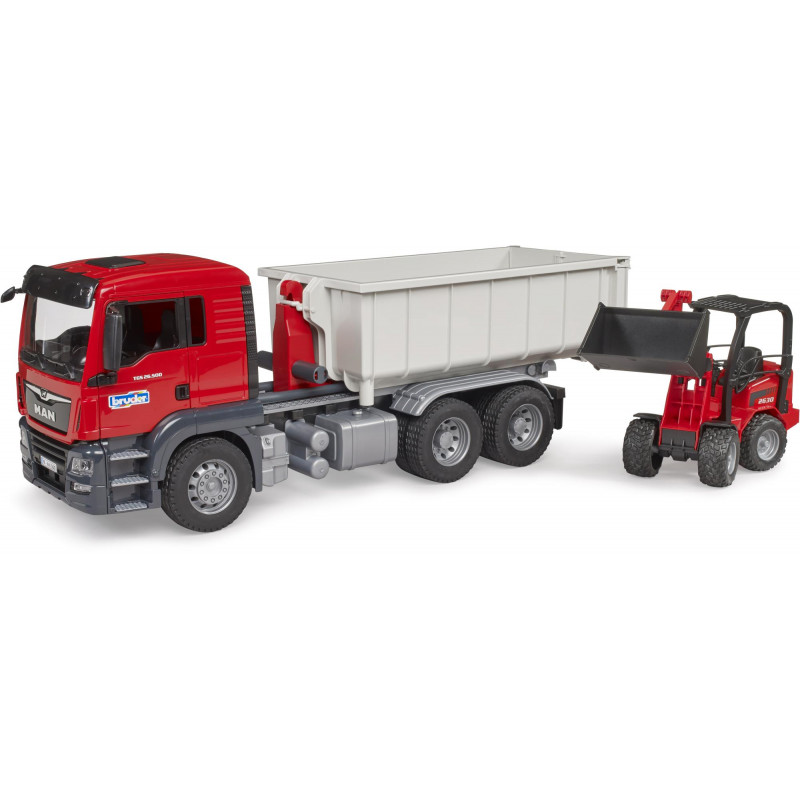 Man Tgs Truck With Roll-Off Container & Schaeff Compact