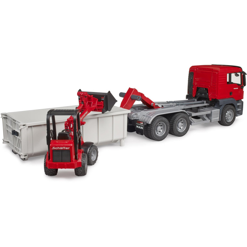 Man Tgs Truck With Roll-Off Container & Schaeff Compact