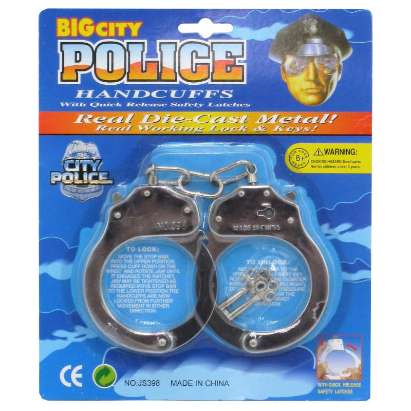 Metal Toy Police Hand Cuffs With Quick Release Safety