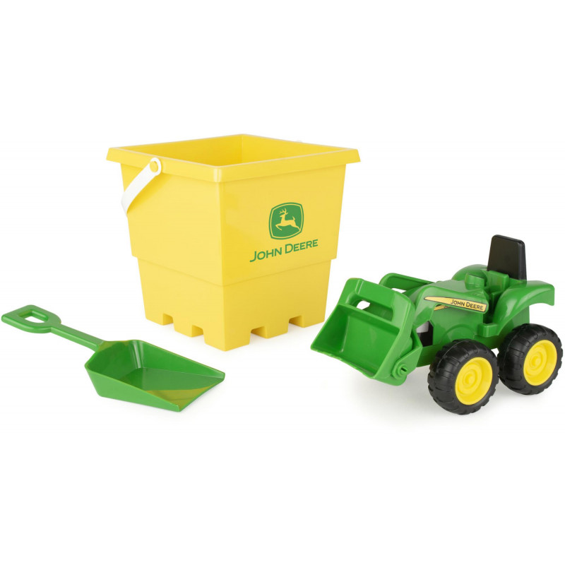 15cm Sand Pit Bucket Set: Green Tractor With Yellow Square