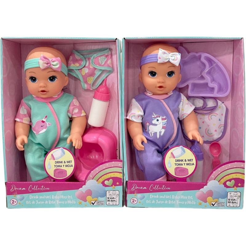 Gigo 12" Drink & Wet Baby Play Set Assorted - Afterpay
